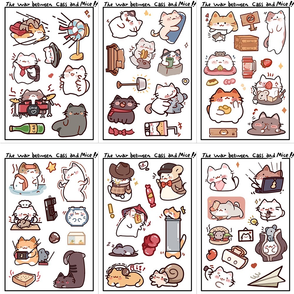 8Sheets/set Cute car and mouse DIY Graffiti Stickers Hand Account ...