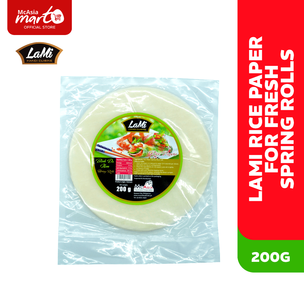 LAMI RICE PAPER FOR FRESH SPRING ROLLS 200G - MCASIA | Shopee Philippines