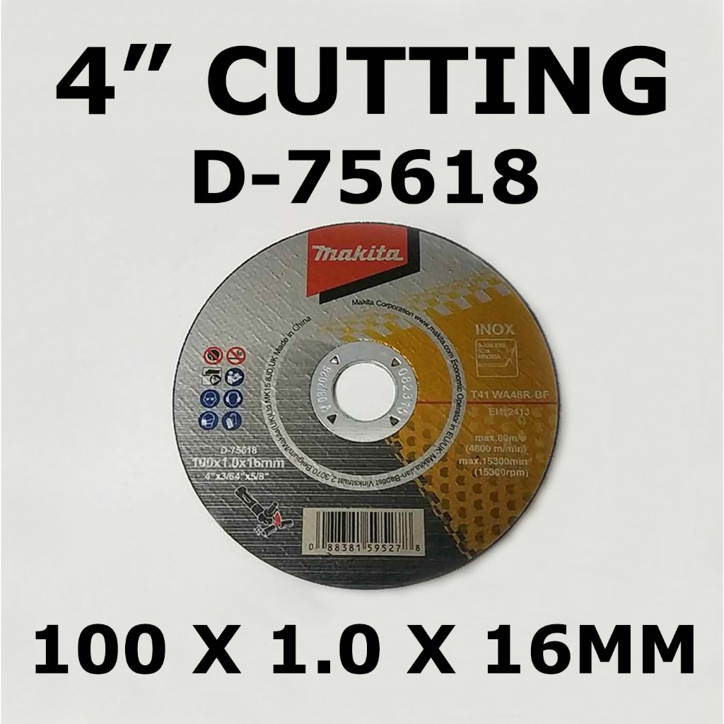( 5 PCS ) ORIGINAL MAKITA CUTTING DISC 4" ( 100MM X 1.0MM X 16MM ) D ...