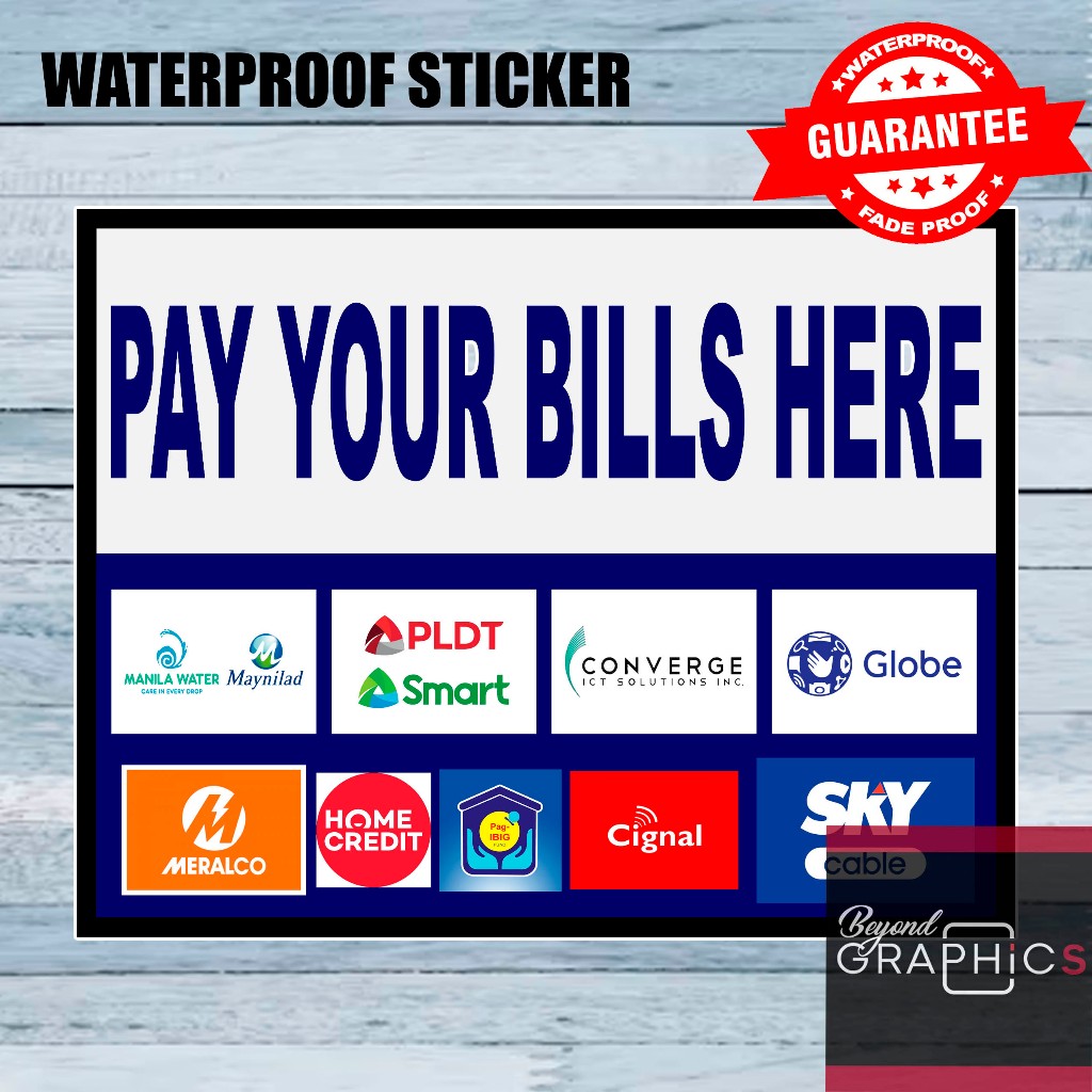 BG Bills Payment Sign PVC Sticker Metal Sheet | Shopee Philippines