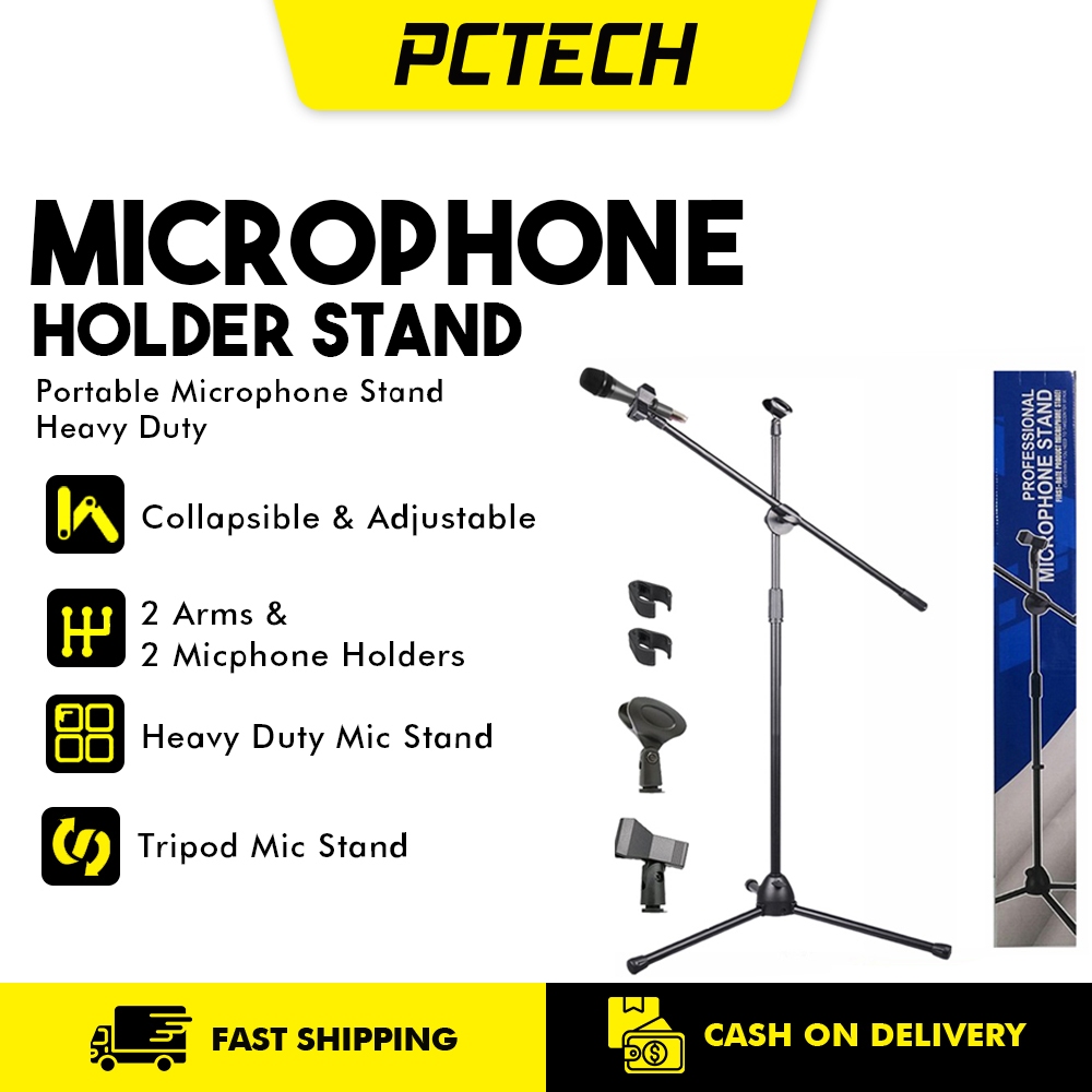 Popcorn Portable Microphone Stand Heavy Duty Adjustable Collapsible ...