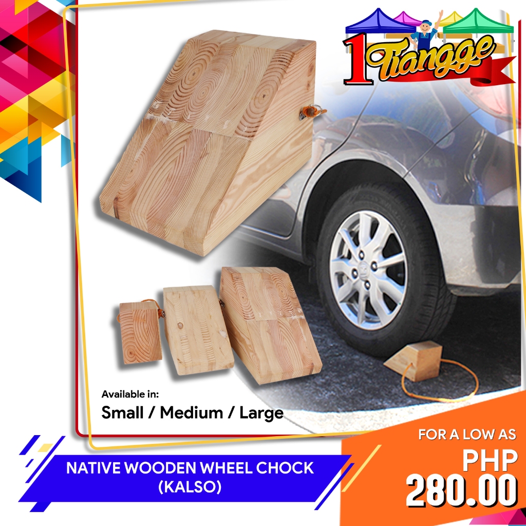 1Tiangge WOODEN WHEEL CHOCK (4inx4in), (6inx6in), (8inx8in) Tire Chock ...