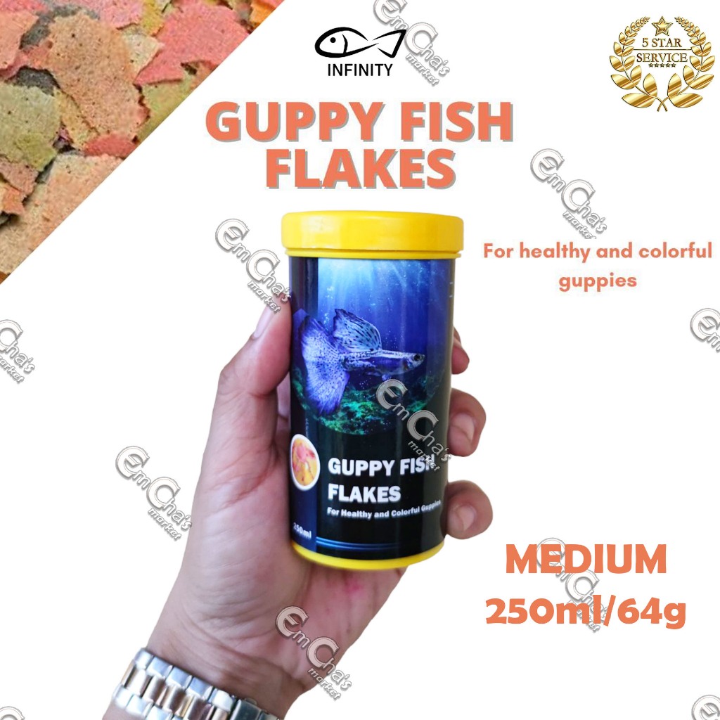 INFINITY Guppy Fish FLAKES (250ml MEDIUM) All Guppies Fish Food Fancy ...
