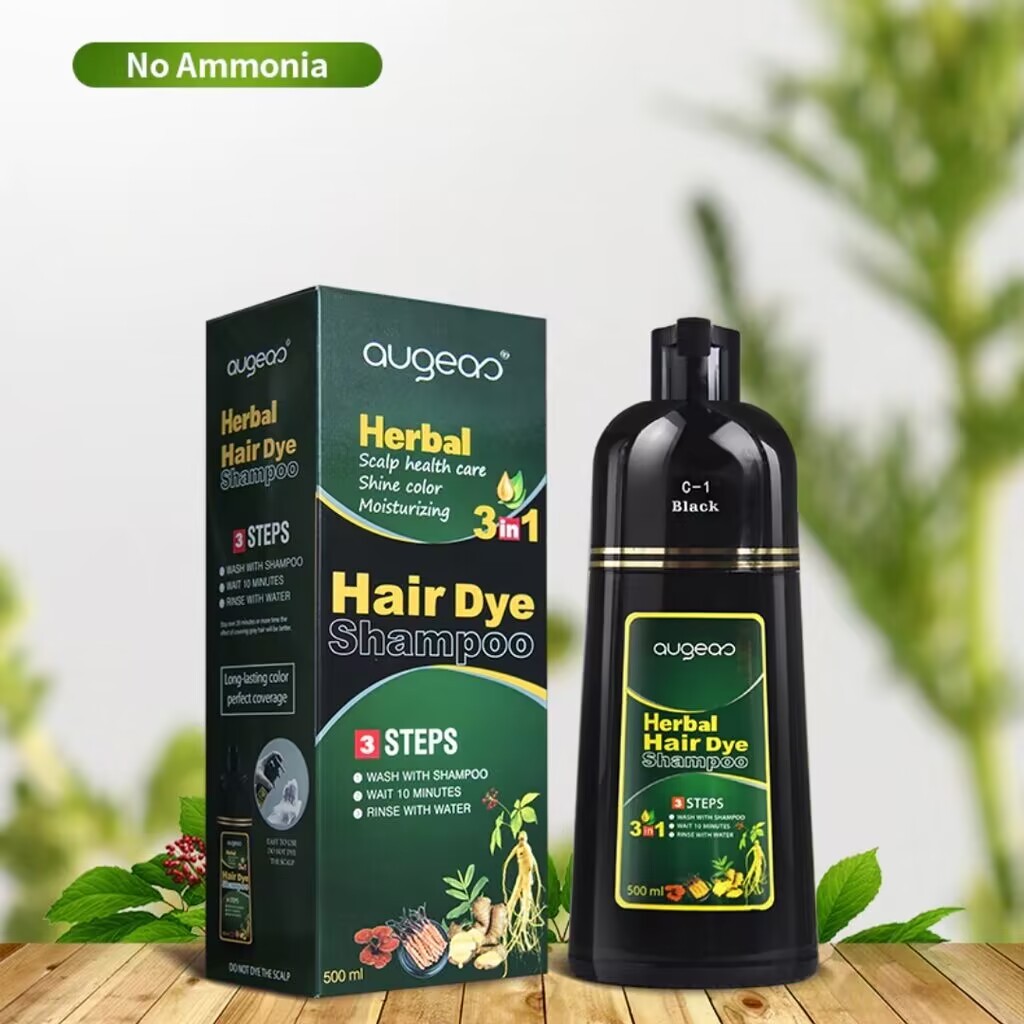 AUGEAS Herbal Hair Dye Shampoo Effective black hair shampoo 100% Original hair color shampoo ...