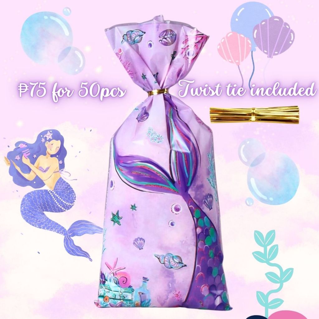 FP1716 (50PCS) Mermaid 12X27 CM Tail Goodie Bags Party Candy Treat ...
