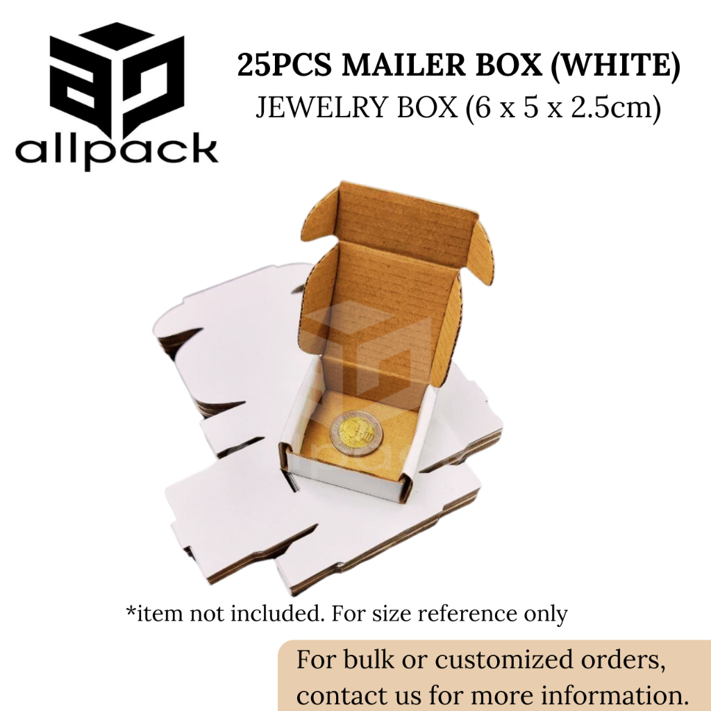 Bulk 25pcs White Mailer Corrugated Jewelry Gift Box 6x5x2.5cm | Shopee ...