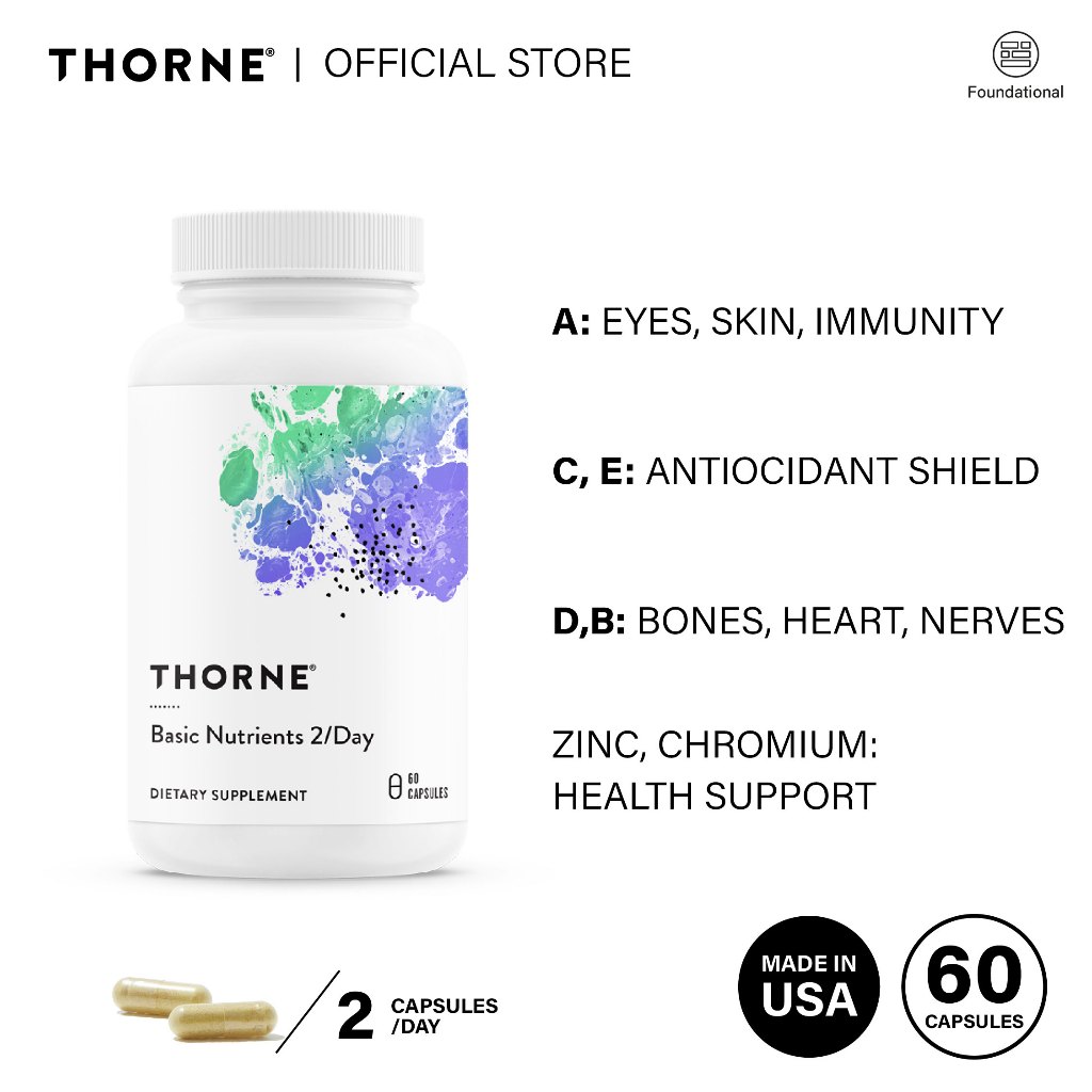 Thorne Basic Nutrients 2/Day 60 Capsules Non-NSF/ NSF Certified ...