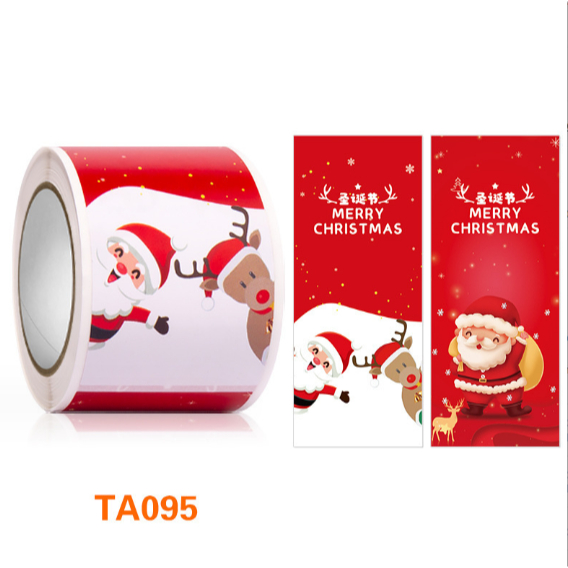100 pcs/roll Rectangular Christmas long sticker gift box seal sticker ...
