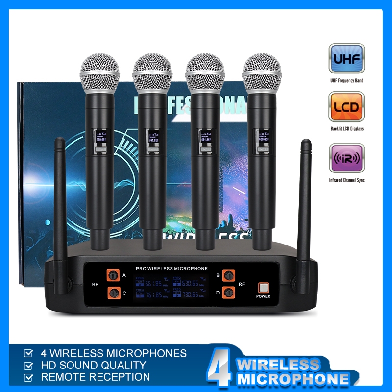 Wireless microphone with one drag and four household karaoke anti ...