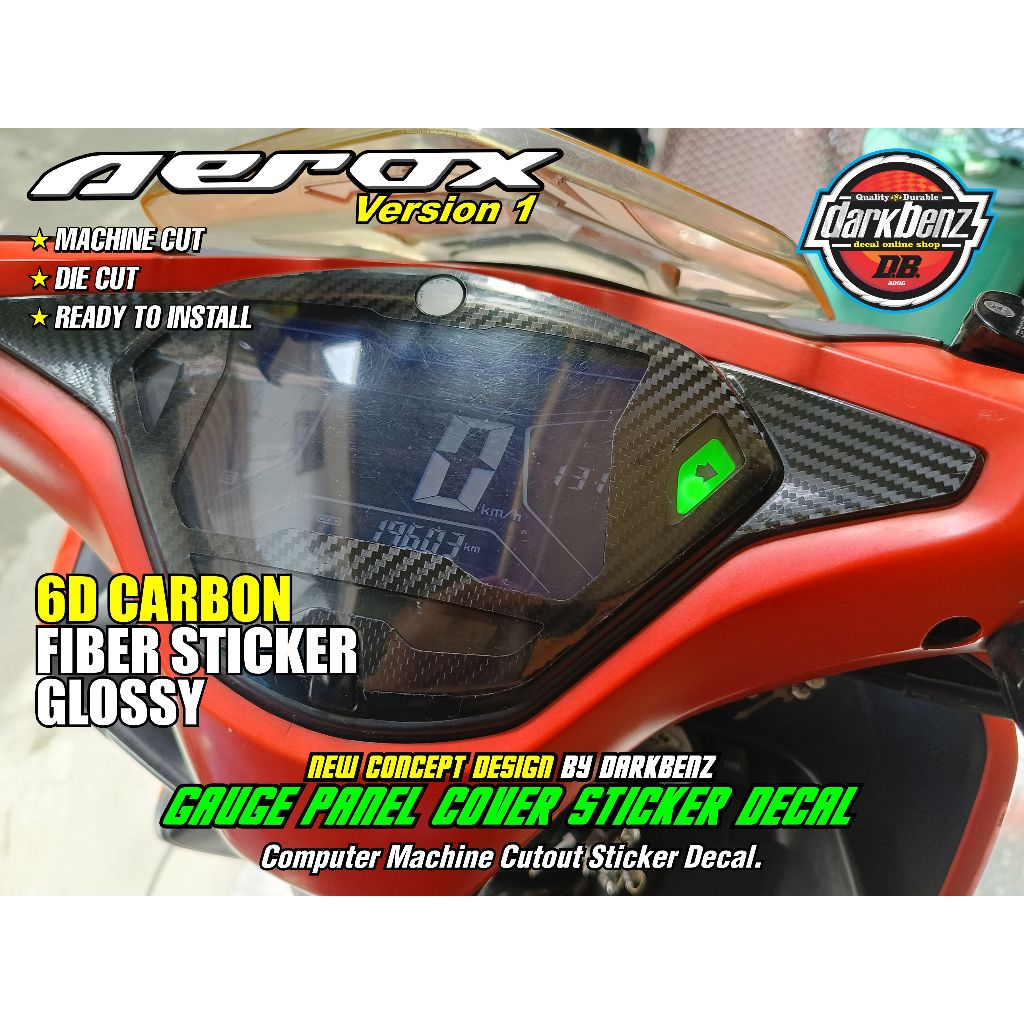 Yamaha Aerox Version 1 Black 3D Matte Carbon Fiber Sticker Decals ...