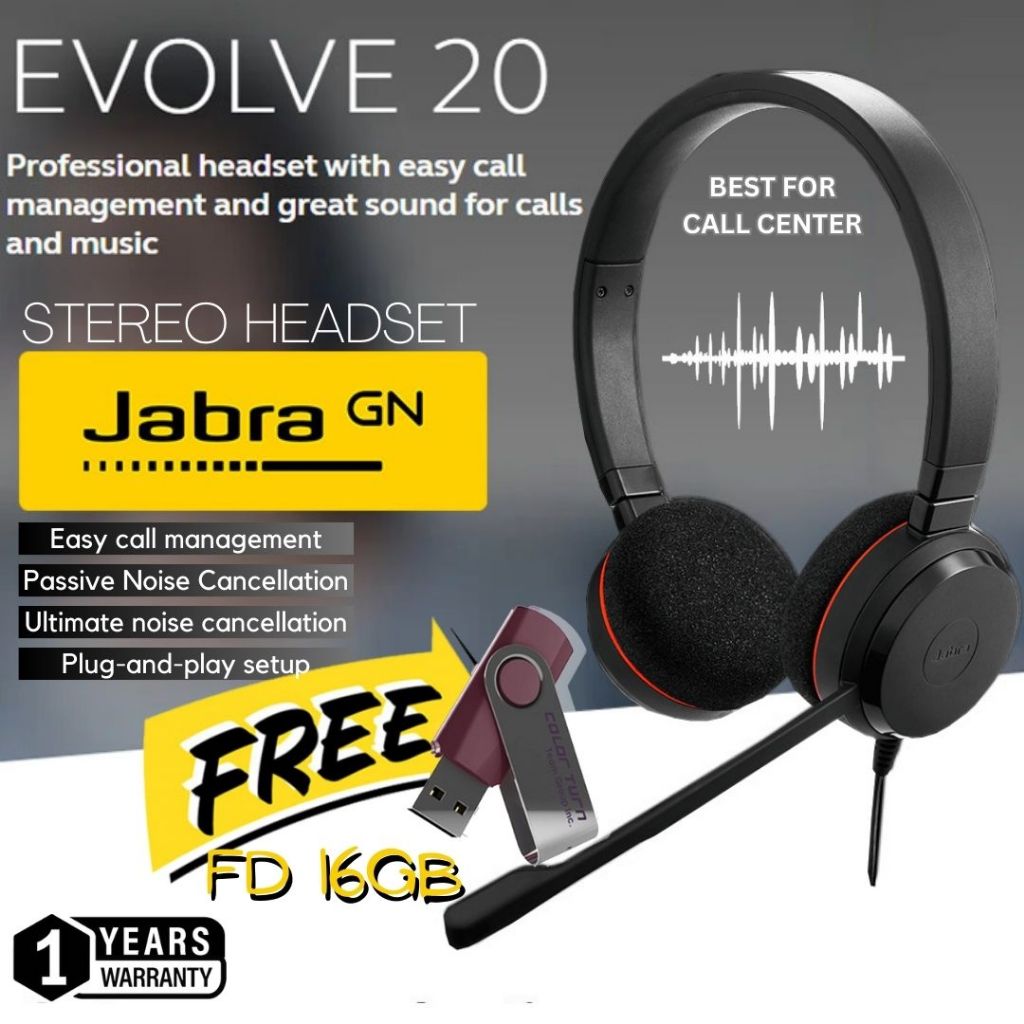 Ultimate & Passive Noise Cancellation : JABRA EVOLVE 20 MS STEREO ...