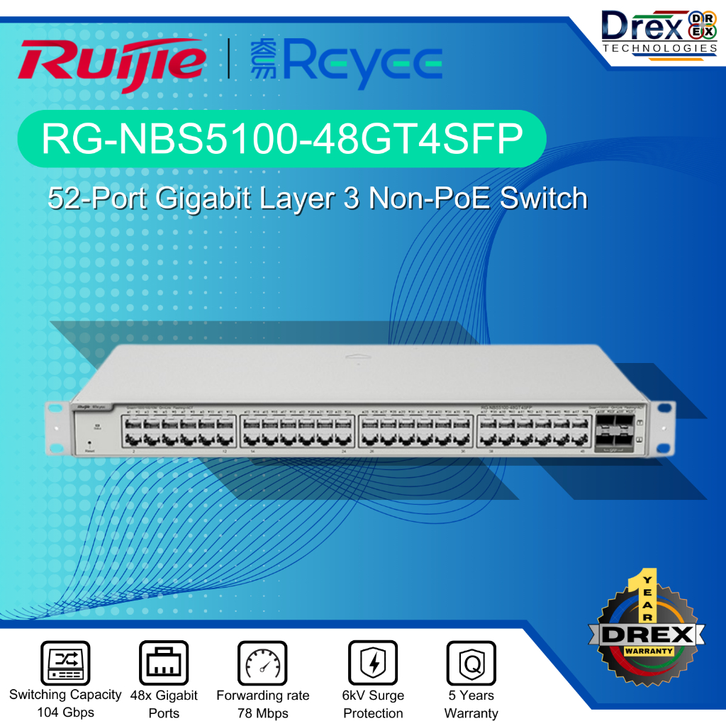Ruijie NBS-5100-48GT4SFP 48-Port Gigabit L2+ Managed Switch | Shopee ...