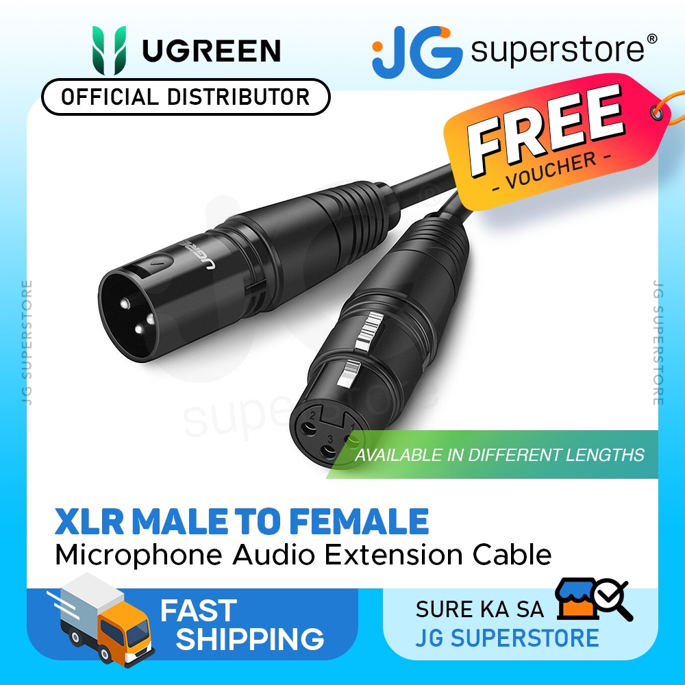 UGREEN XLR Male to Female 3 Pin Microphone Audio Extension Cable ...
