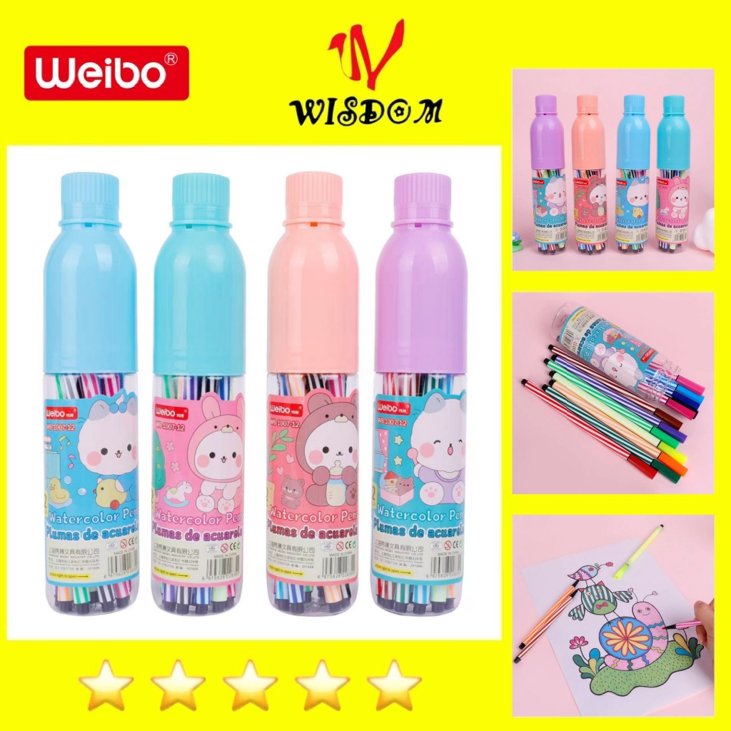 WISDOM WEIBO WB-1007-12 COLOR PEN 12colors/SCHOOL SUPPLIES/GIVEAWAYS ...