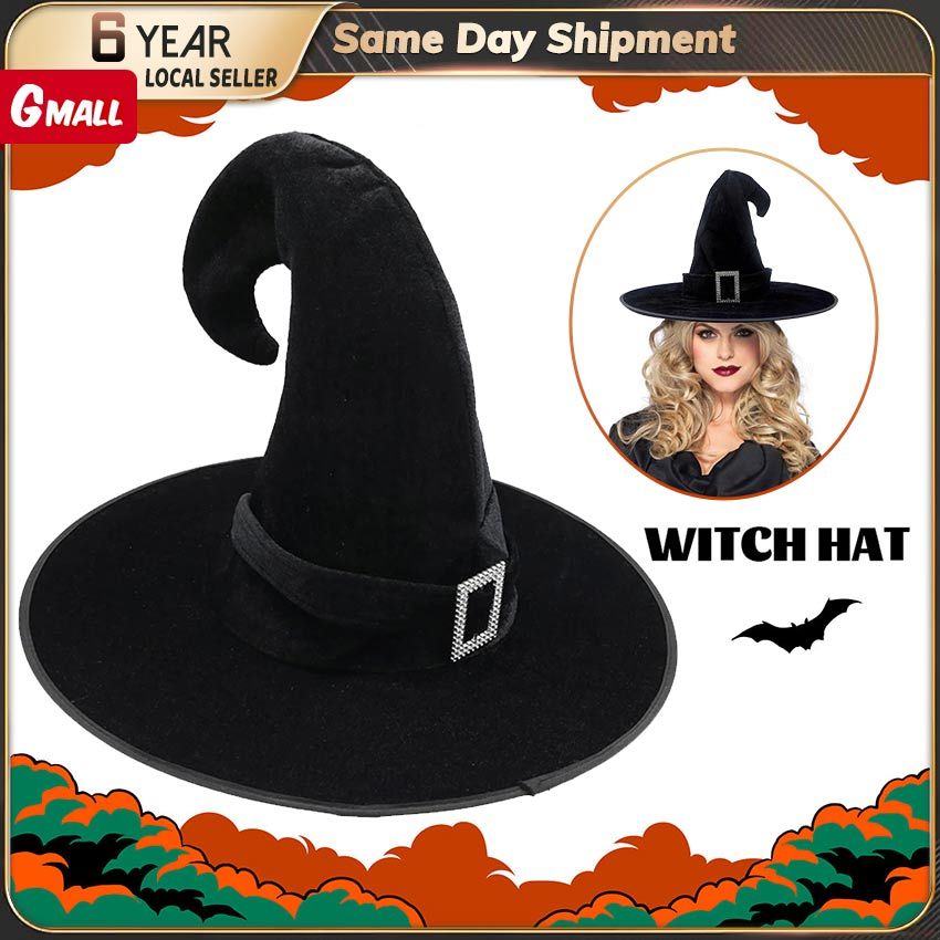 【Fast Delivery】 Halloween Witch Hats Adult Kids Black Witch Hats ...
