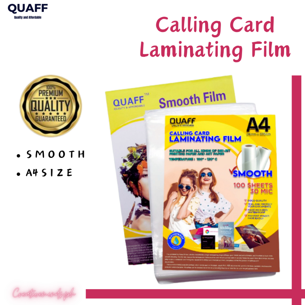 QUAFF Calling Card Laminating Film A4 Size Glossy & Matte 30 Microns ...