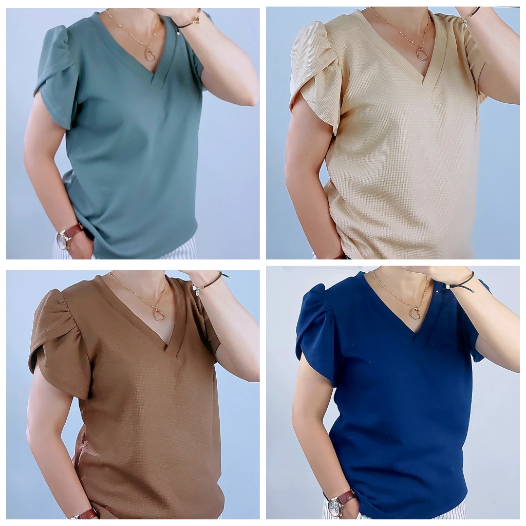 Damitan ni Tobglee Casual Blouse for Woman Puff Sleeves Plain Tops ...