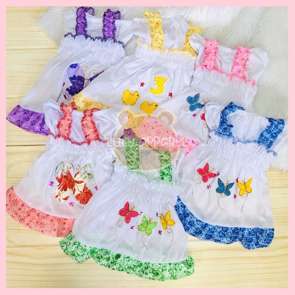 3 PAIRS Baby Ruffles Smacking Top & Short Terno for GIRLS 0-6 MONTHS ...
