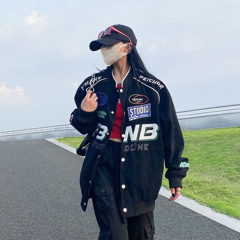 YATO unisex oversize jacket bomberAmerican baseball uniform embroidered ...