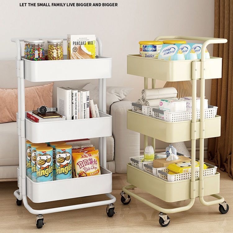 3-Tier Kitchen Utility Trolley Cart Shelf Storage Rack Organizer with ...