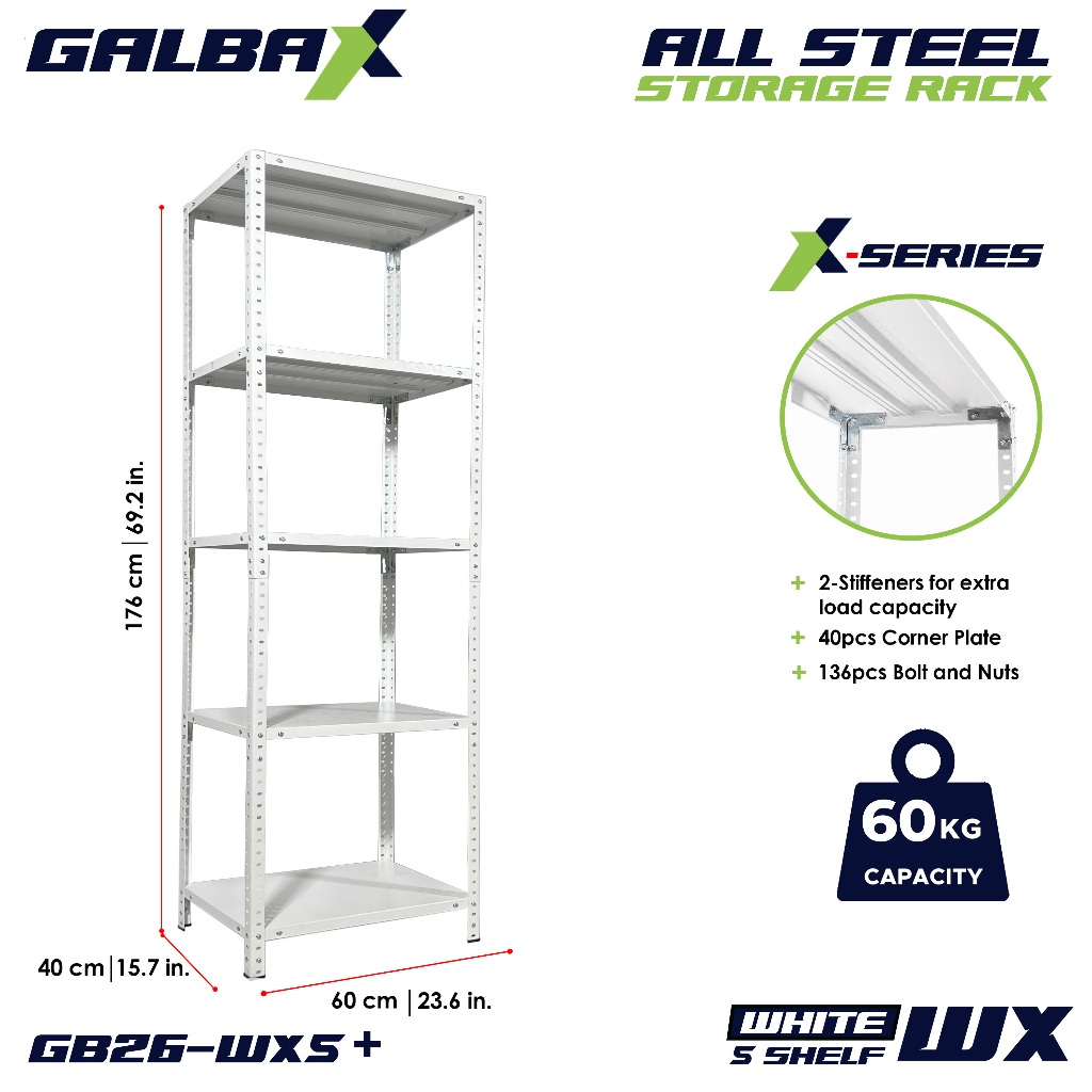 GBX All-Metal Storage Shelves 3, 4 and 5 Layers Adjustable Steel Rack ...