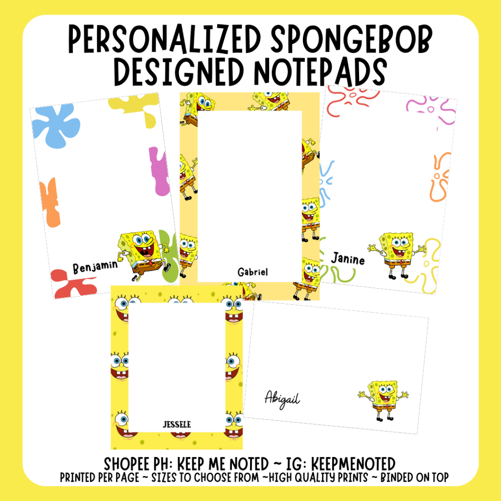 Personalized Spongebob Notepads keepmenoted Gifts Giveaways for Events ...