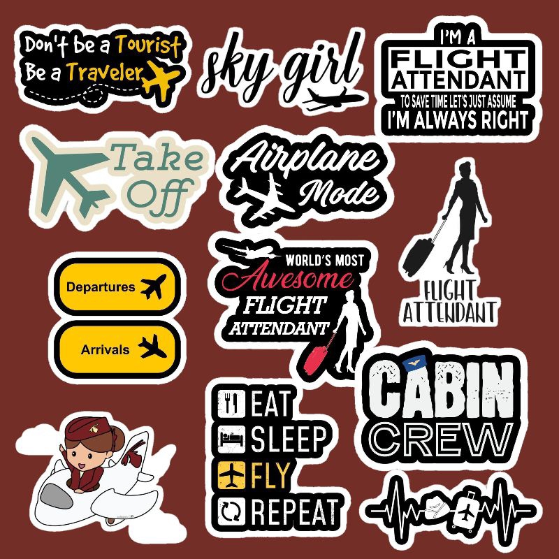 Flight Attendant Stickers | Vinyl Matte Laminated Waterproof and ...