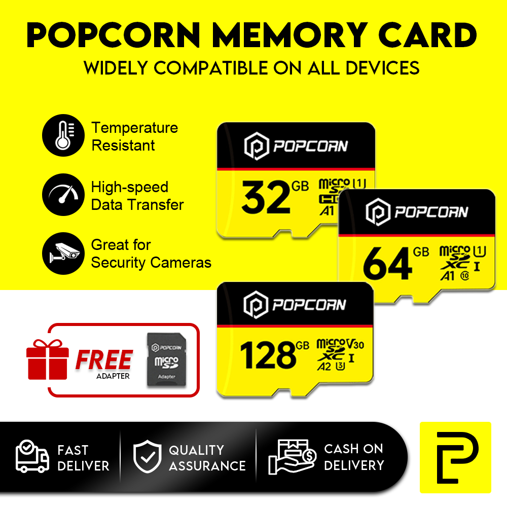 Popcorn Ultra MicroSD XC UHS-I Memory Card with Adapter IPX7 Waterproof ...