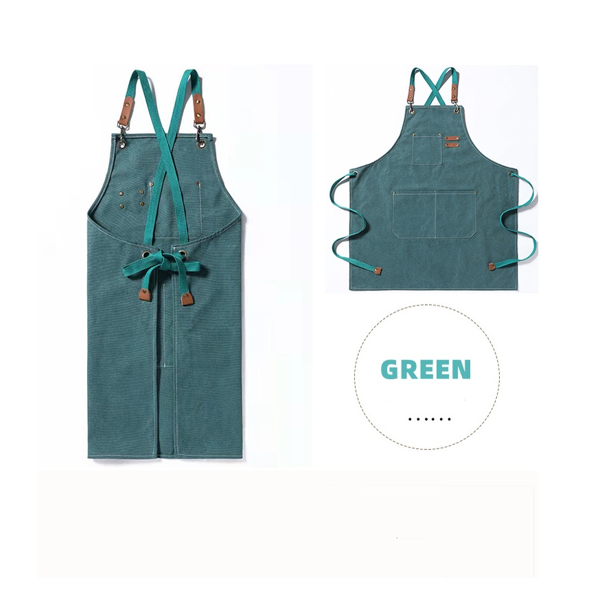 Apron Canvas apron adjustable solid color barista barber chef multi ...