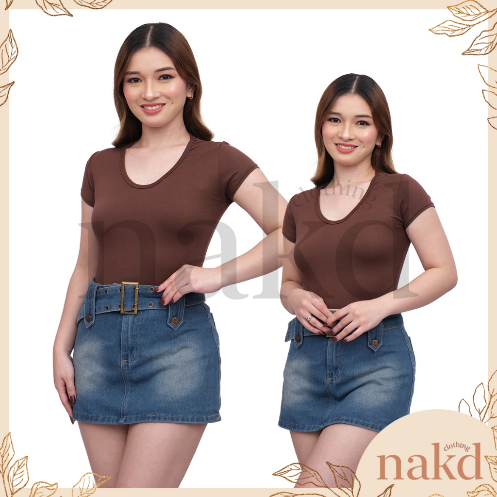 NAKD FASHION FLYN BASIC DAILY ROUND NECK COMFY CASUAL SLIM BODY HUGGING ...