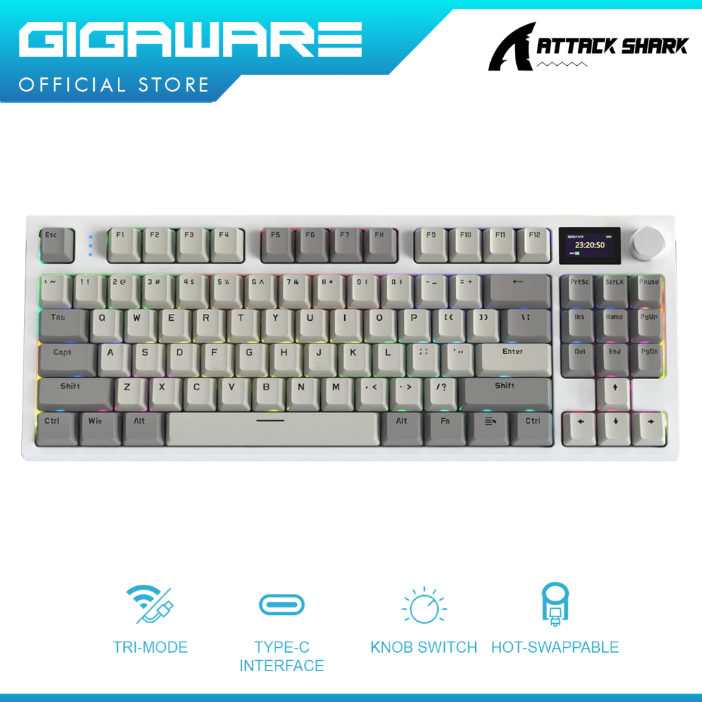 Attack Shark K86 75% Mechanical Keyboard Tri-Mode Hot-Swappable OLED ...