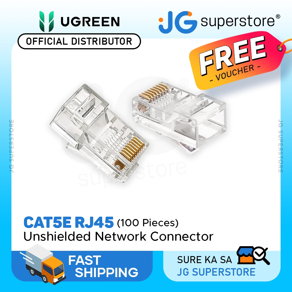 UGREEN 100pcs UTP CAT5 CAT5e RJ45 Ethernet Network Crimp Connector ...