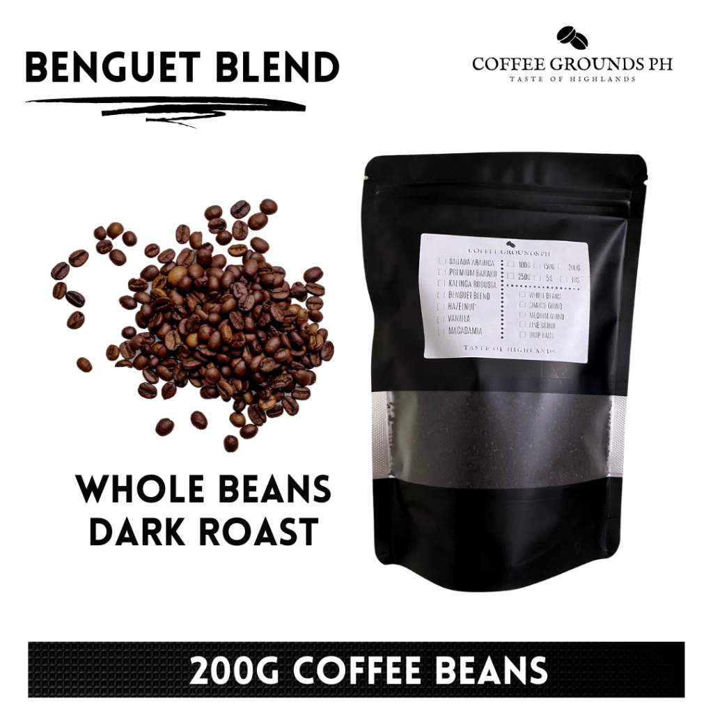 Coffee Grounds PH - Benguet Blend 200g Whole Coffee Beans Dark Roast ...