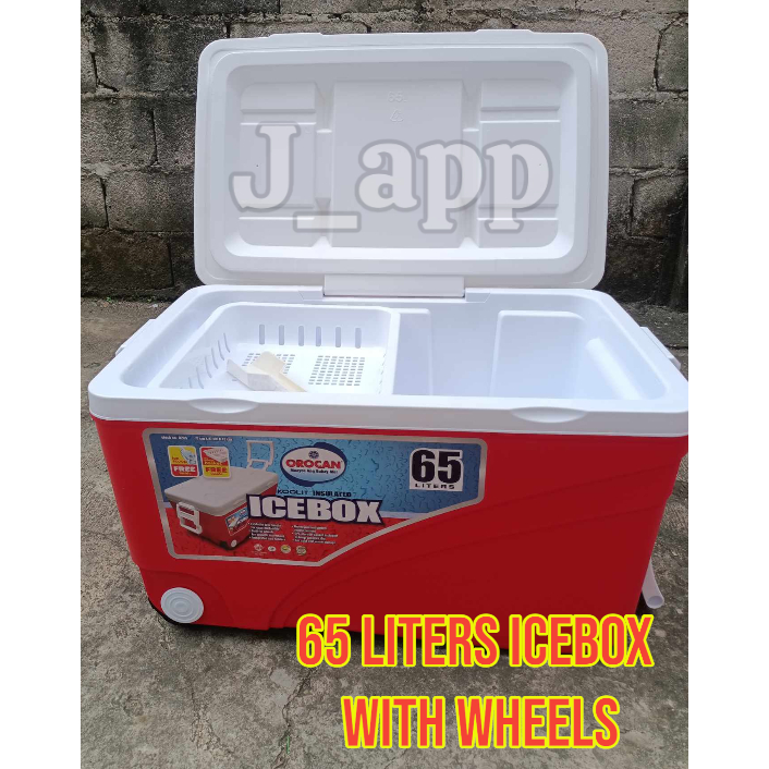65 LITERS OROCAN ICE BOX with WHEELS / divider and scooper (RANDOM ...