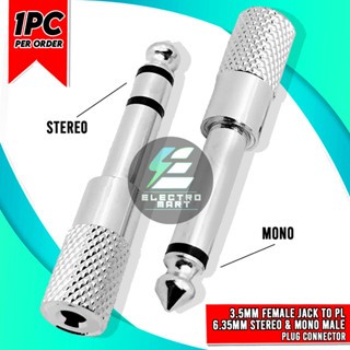 3.5mm Female Jack To PL 6.35mm Stereo & Mono Male Plug Converter ...