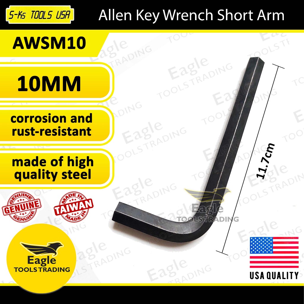 S-Ks Tools USA Allen Key Wrench 10mm Short Arm Hex Key AWSM10 | Shopee ...