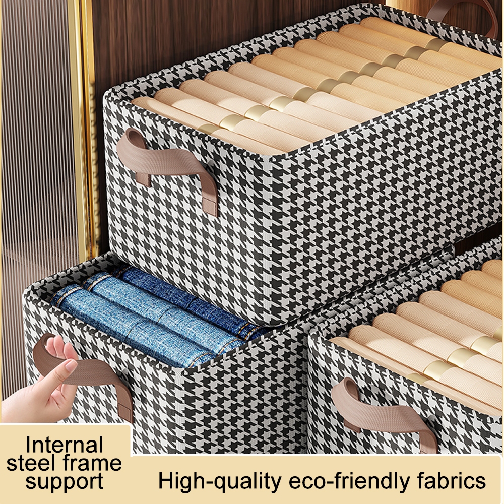 With Iron Rack cotton-linen Foldable Stackable Clothes Wardrobe Closet ...