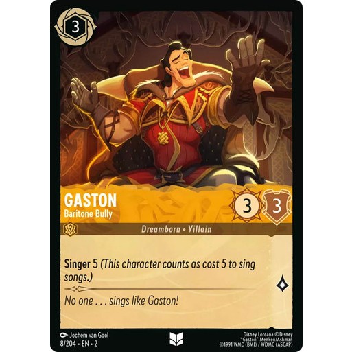Gaston Baritone Bully Uncommon Disney Lorcana Rise of the Floodborn ...