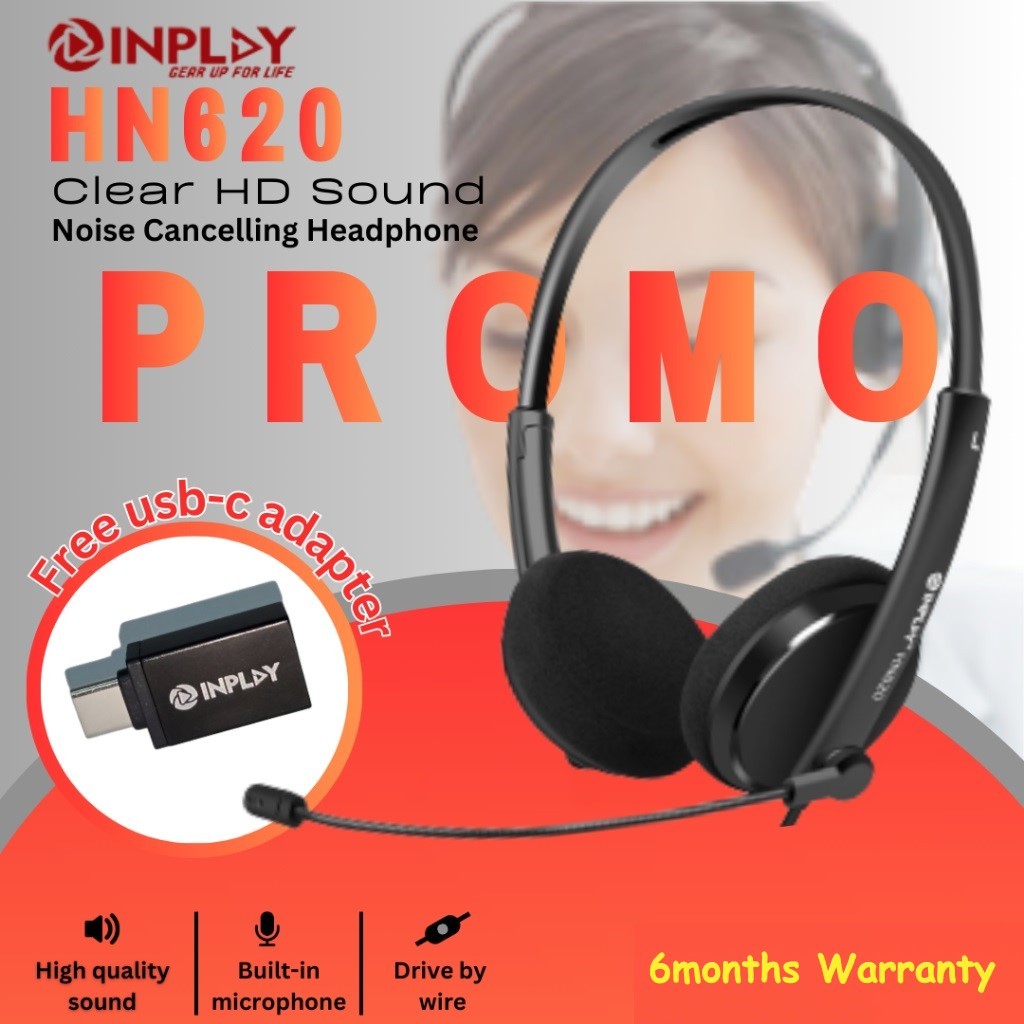 INPLAY HN620 USB Headset with Noise Cancelling | adjustable& Bendable ...
