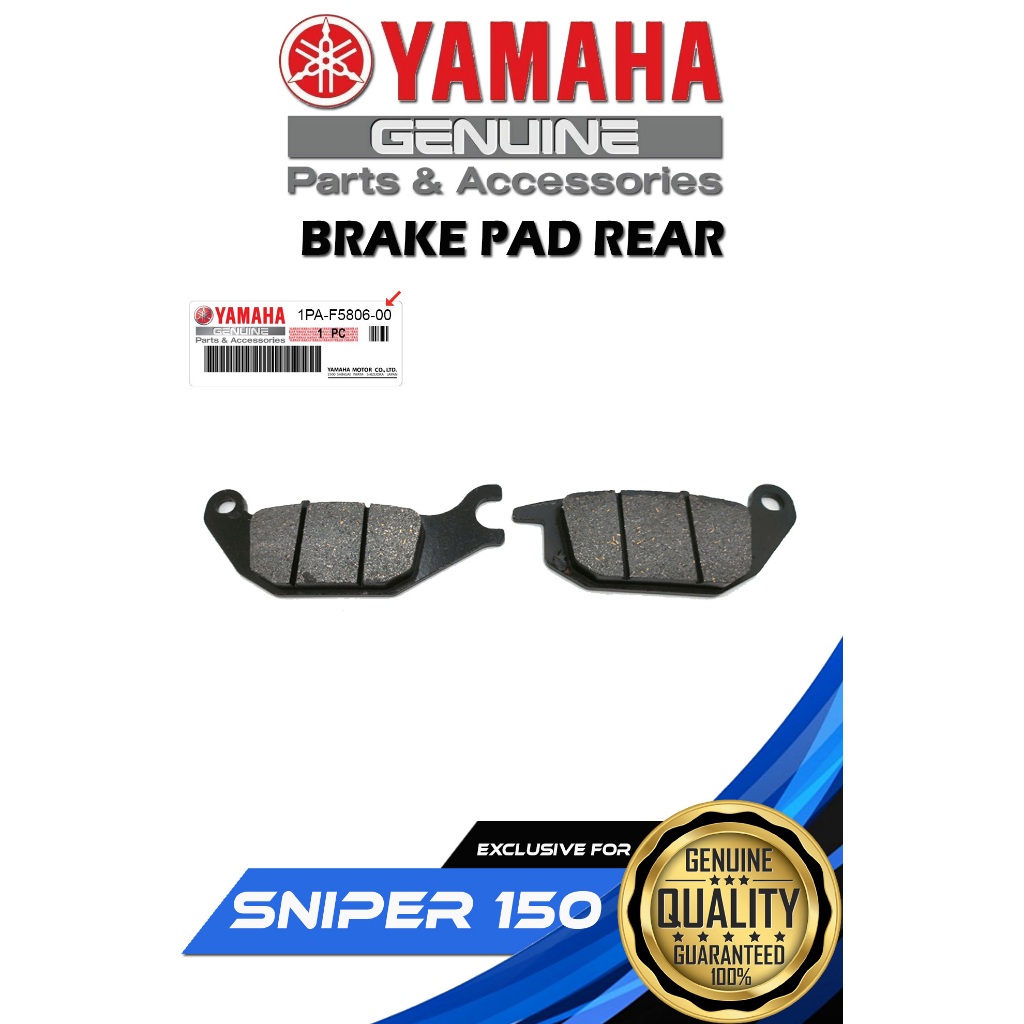 YAMAHA GENUINE BRAKE PAD REAR FOR SNIPER 150 MXi SNIPER 155 ( 1PA-F5806 ...