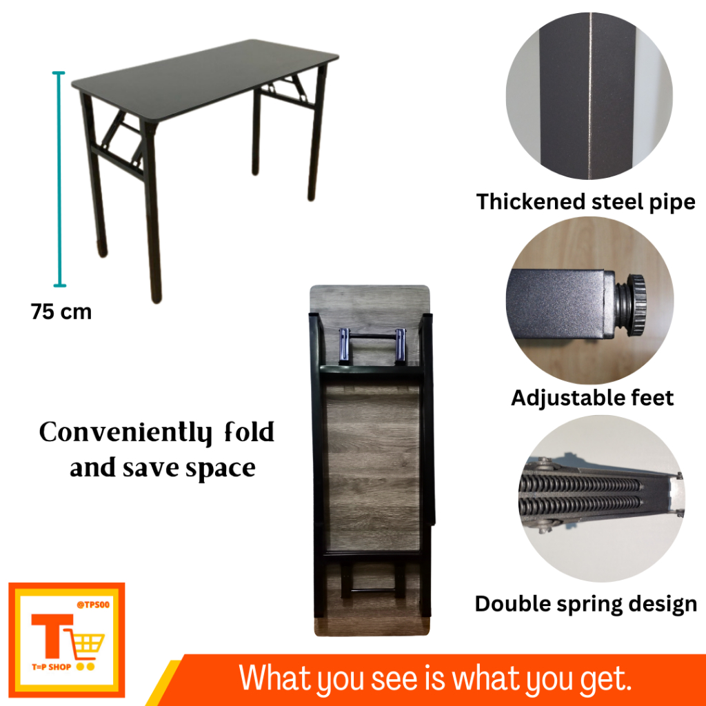 FOLDABLE TABLE - DINING TABLE / OFFICE TABLE / STUDY TABLE (PLAIN BLACK ...
