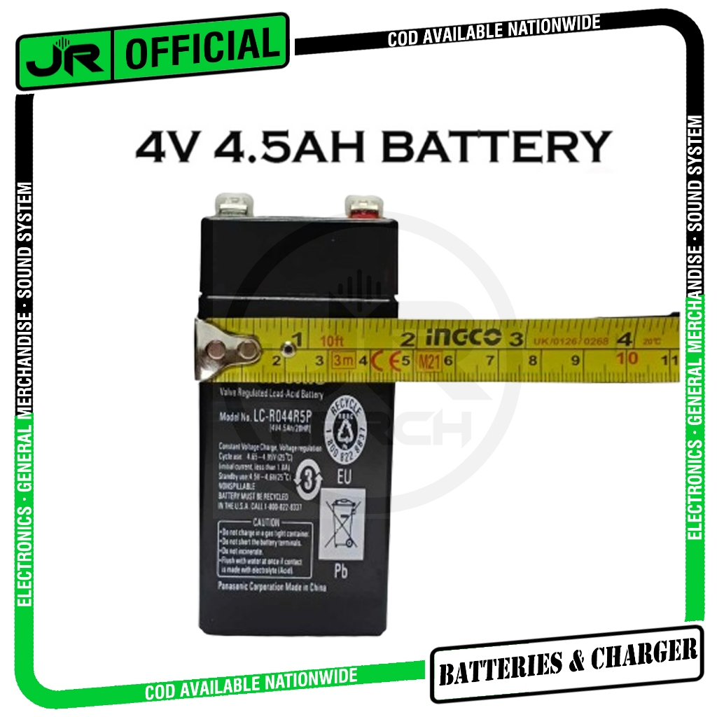 [JRM] 4 Volts Rechargeable Battery Sealed Lead Acid 4V 4.5Ah 20Hr (RB ...