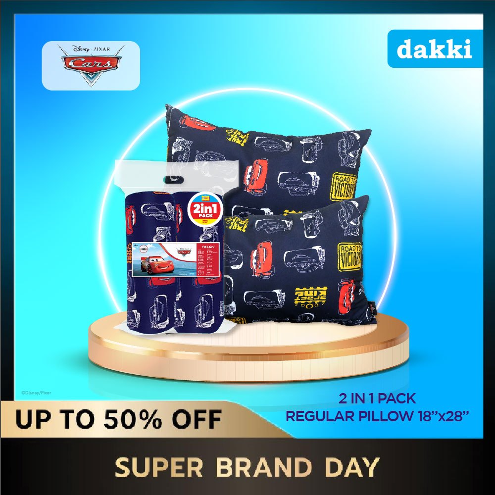 Dakki 2 in 1 dToons Line and Solid Mcqueen 18"x28" Regular Pillow | Shopee Philippines