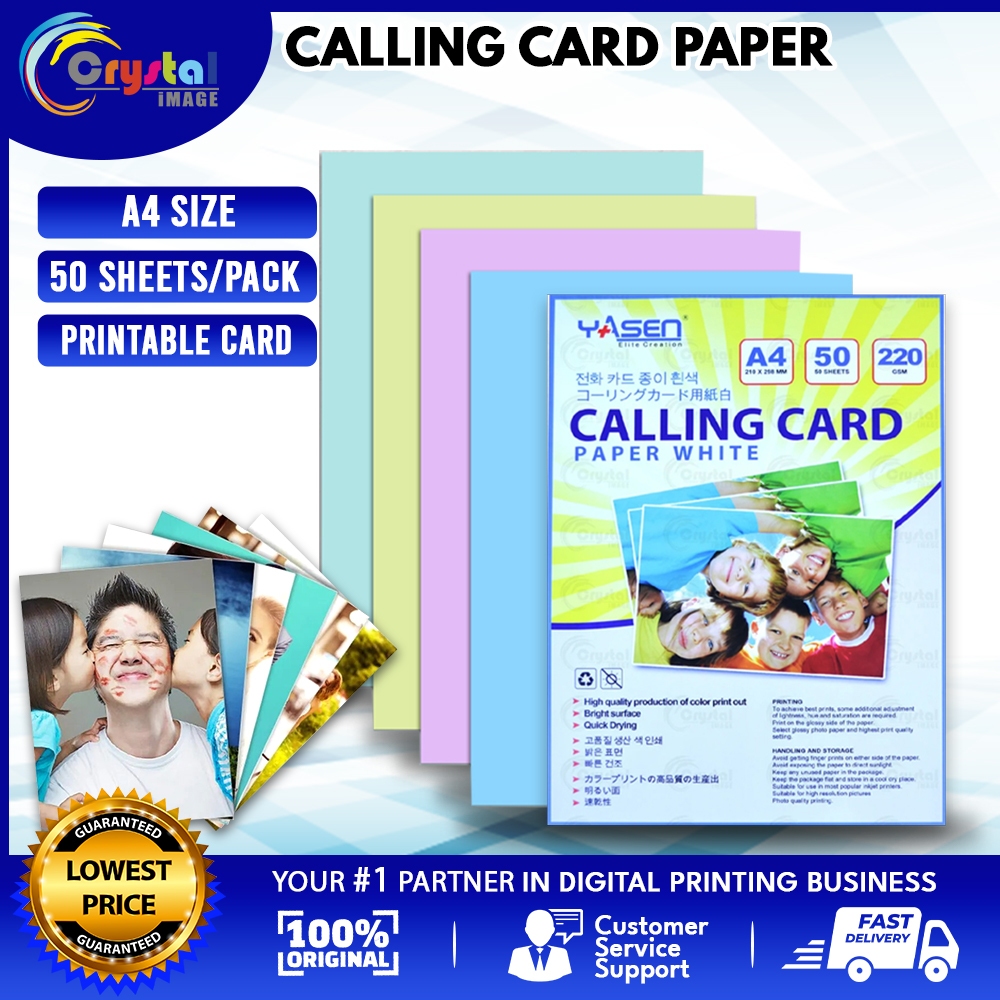 Yasen Calling Card Paper Matte A4 Size 220GSM / 240GSM / 250GSM (50 ...