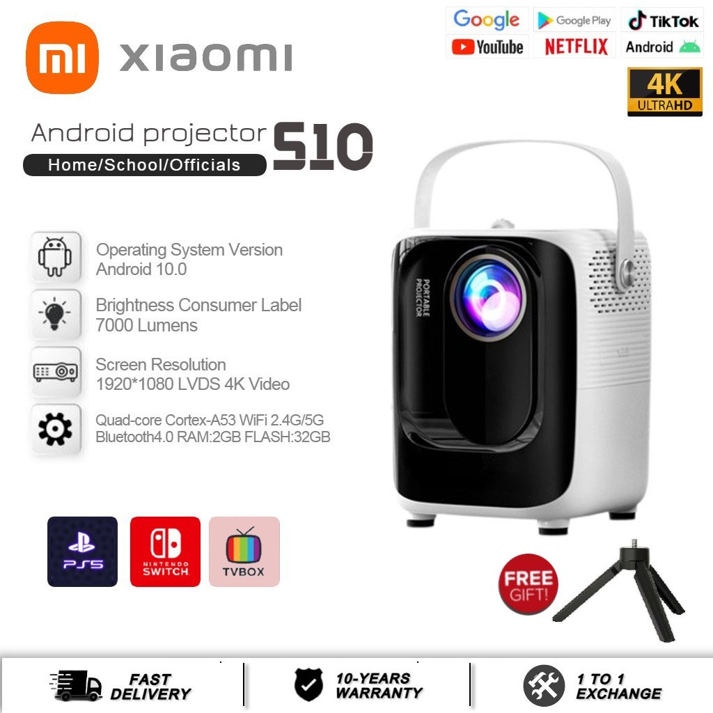 Xiaomi s10mijia Portable Mini Projector 1080P 4K WIFI With Bluetooth ...