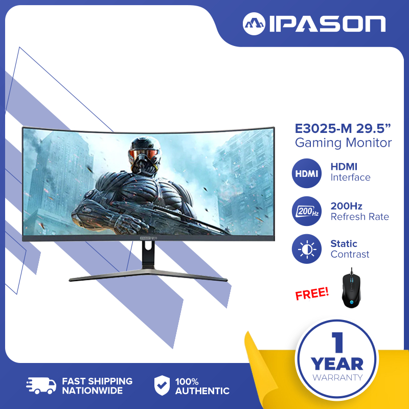 Ipason E3025W-M 29.5 inch, 200Hz, VA Panel, Ultrawide FHD Curved Gaming Monitor | Shopee Philippines