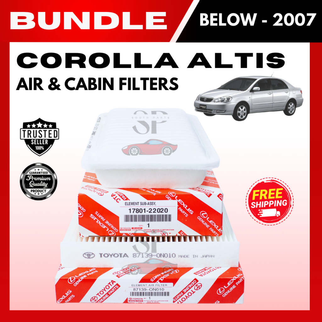 BUNDLE SALE! AIR, CABIN, & OIL FILTERS for TOYOTA COROLLA ALTIS (BELOW ...