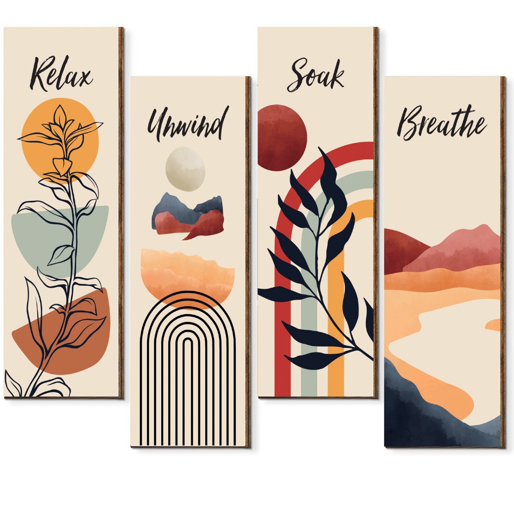 4pcs combination Stay Positve Word Hard Make it Happen Wooden Wall ...