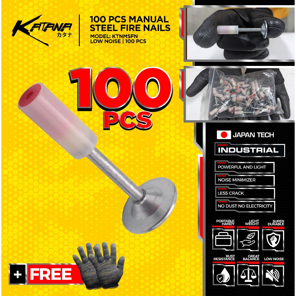 KATANA Japan Tech Industrial 100 Pcs Steel Nails for Nail Gun KTNMSFN ...
