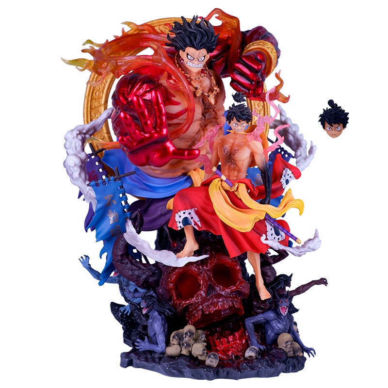 One Piece Luffy GK Monkey D. Luffy Gear 4 Luffy Skull Stand Extra Head ...
